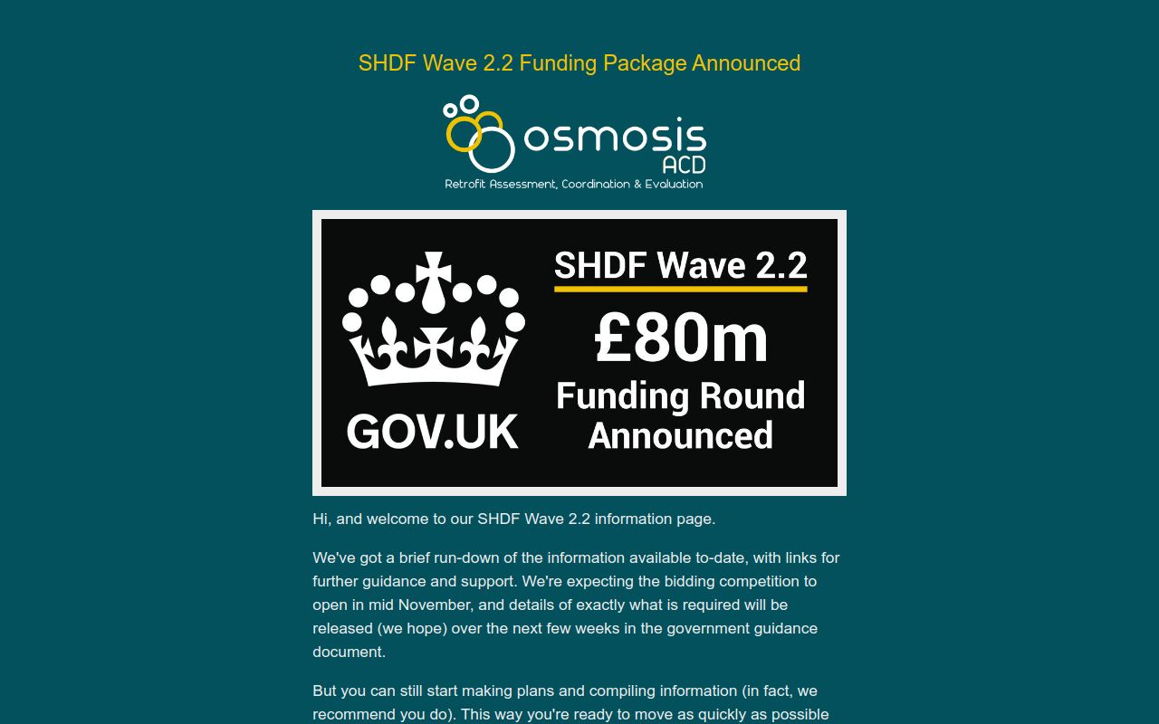 SHDF Wave 2.2 Funding